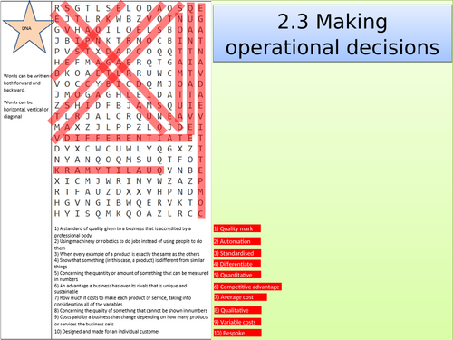 Edexcel GCSE (9-1) Business Topic 2.3 key words wordsearch | Teaching ...