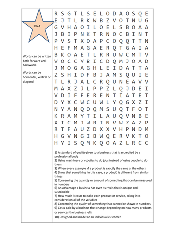 Edexcel GCSE (9-1) Business Topic 2.3 key words wordsearch | Teaching ...