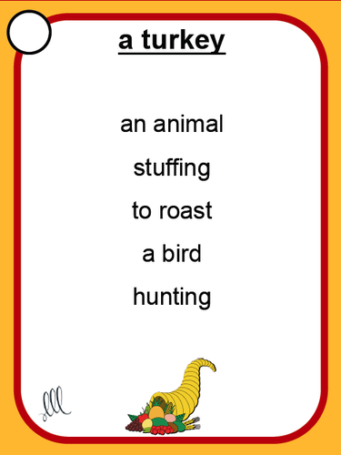 Thanksgiving - ESL Taboo Speaking Game | Teaching Resources