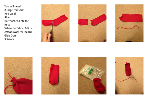 Sock Santa Step by Step Photos Christmas Craft Fundraiser Activity ...