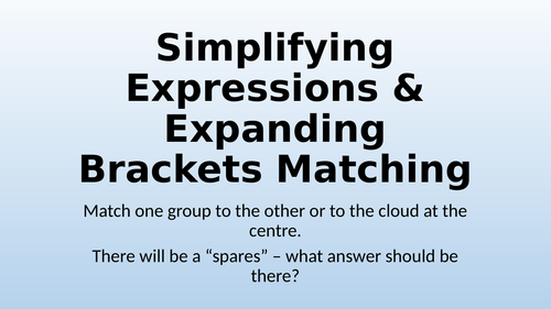 Simplifying Expressions and Expanding Brackets Matching | Teaching ... Simplifying Expressions and Expanding Brackets Matching | Teaching ...