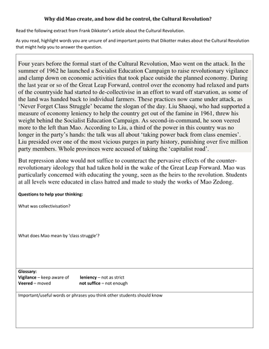 Mao and the Cultural Revolution | Teaching Resources