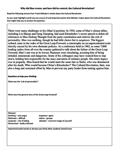 Mao and the Cultural Revolution | Teaching Resources