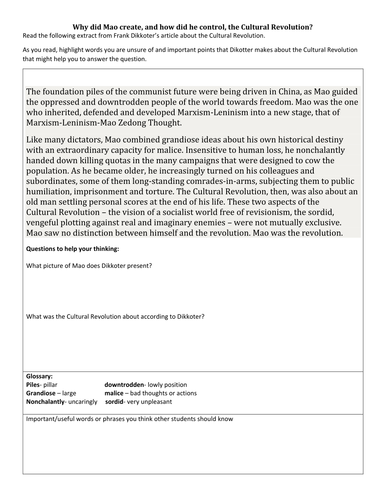 Mao and the Cultural Revolution | Teaching Resources
