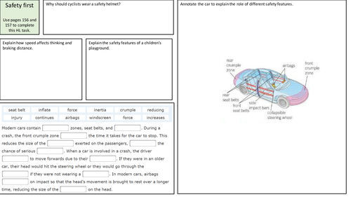 Car Safety GCSE AQA Physics 9-1 | Teaching Resources