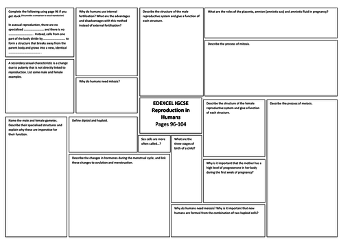 Edexcel Igcse Human Reproduction Teaching Resources