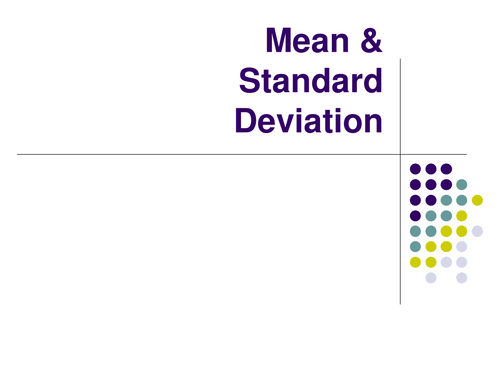 An introduction to Mean and Standard Deviation of a sample | Teaching ...