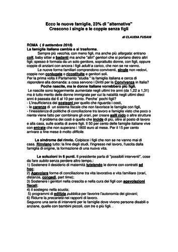 A Level Italian: Theme 1 Le nuove famiglie | Teaching Resources