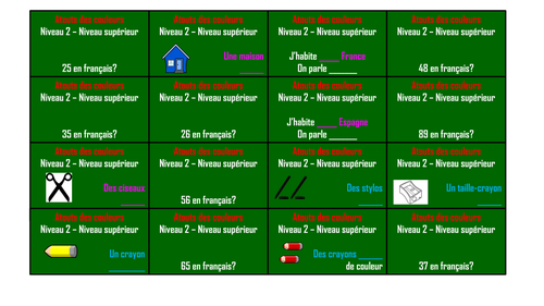 Primary French: Colours - Atouts des couleurs (Colour Assets) board ...