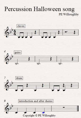 Halloween Party. Song with percussion parts. Non-specialist and ...
