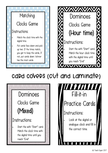 Telling the Time: Dominoes Cards, Matching Cards, Task Cards and more ...