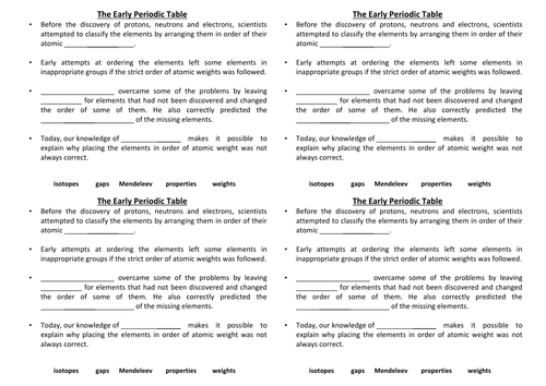 GCSE Chemistry Atomic Structure and Periodic Table starters/plenaries ...