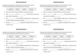 GCSE Chemistry Atomic Structure and Periodic Table starters/plenaries ...