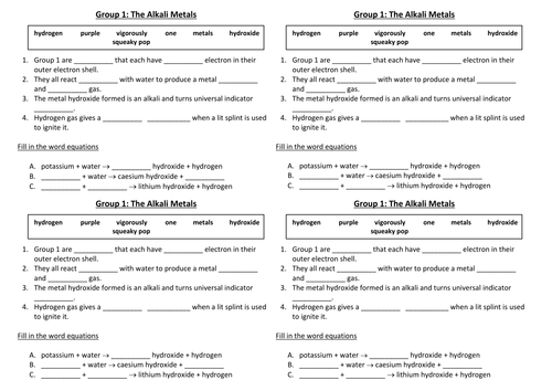 GCSE Chemistry Atomic Structure and Periodic Table starters/plenaries ...