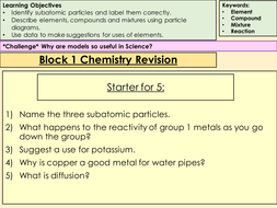 Chemistry Revision - Introduction to Chemistry (Y8) | Teaching Resources