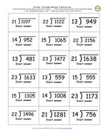 Long Division KS2 Y6 - differentiated challenges inc. missing digits ...