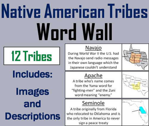 Native American Tribes Word Wall Cards | Teaching Resources
