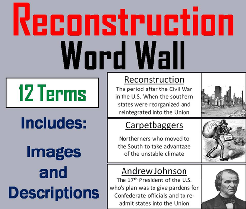 Reconstruction Word Wall Cards | Teaching Resources