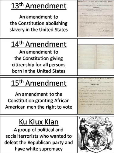 Reconstruction Word Wall Cards | Teaching Resources