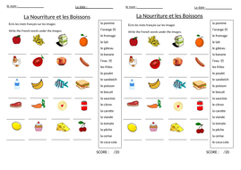 French 5 Resource Pack - La Nourriture et Les Boissons Worksheets ...