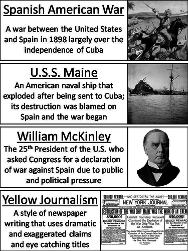Spanish American War Word Wall Cards | Teaching Resources