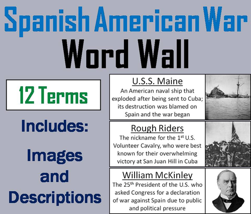 Spanish American War Word Wall Cards | Teaching Resources