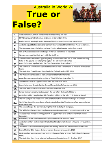 Australia in World War I | Teaching Resources