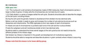 B2.1 Cell Division | Teaching Resources