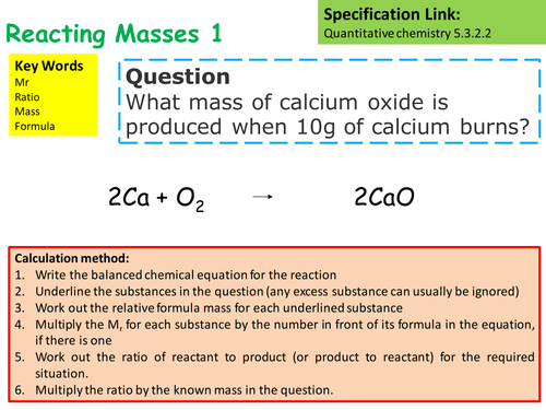 New GCSE Chemistry (Science) Percentage by Mass & Reacting Masses ...