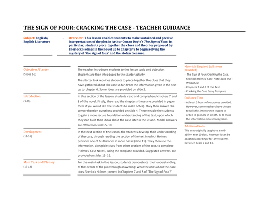 The Sign of Four - Cracking the Case! | Teaching Resources