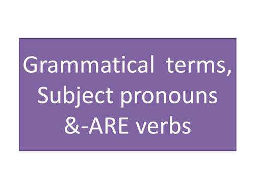 Italian Subject Pronouns, Grammatical Terms and ARE Verbs | Teaching ...