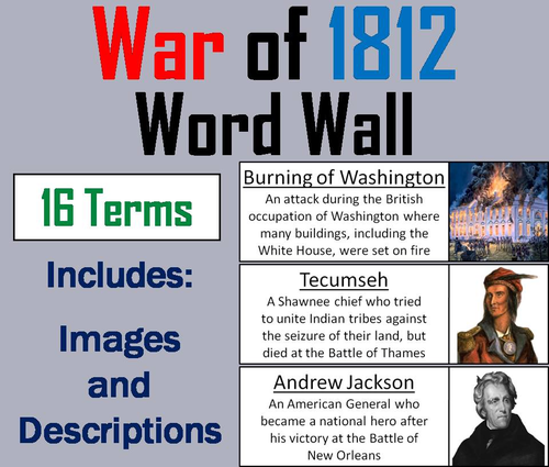 War of 1812 Word Wall Cards | Teaching Resources