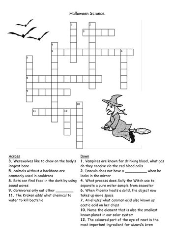 Halloween themed Science Crossword with ANSWERS | Teaching Resources