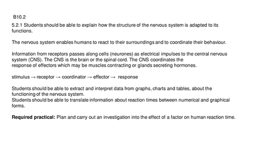 B10.2 The Human Nervous System | Teaching Resources