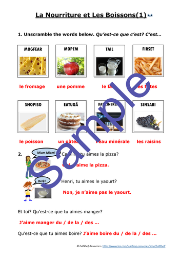 french-food-worksheets-la-nourriture-teaching-resources