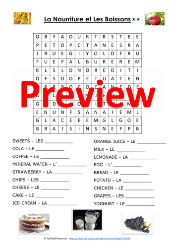 French Food Worksheets (La Nourriture) | Teaching Resources