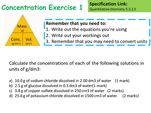 AQA KS4 GCSE Chemistry (Science) Concentration Lesson | Teaching Resources