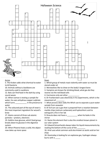 Science Halloween Crossword with ANSWERS | Teaching Resources