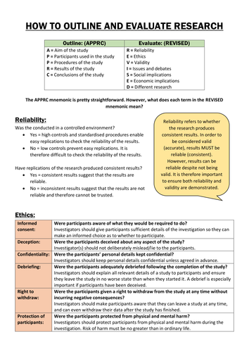 How to outline and evaluate psychological research. Suitable for AQA A ...