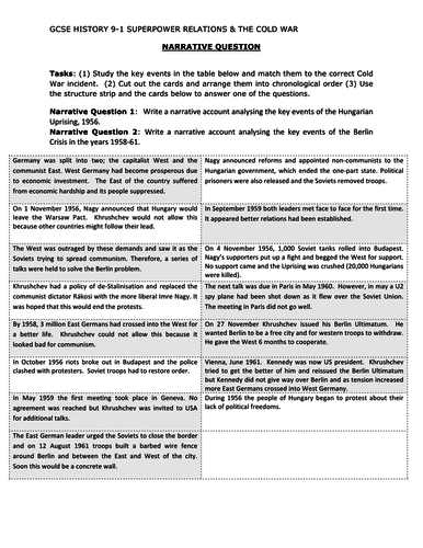 Edexcel GCSE Superpower Relations & Cold War. The Narrative Question ...