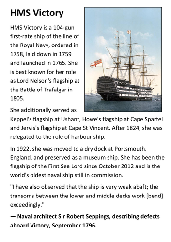 HMS Victory Handout | Teaching Resources