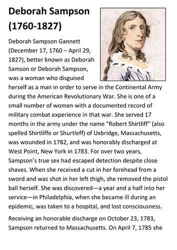 Deborah Sampson Handout | Teaching Resources