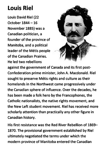Louis Riel Handout | Teaching Resources
