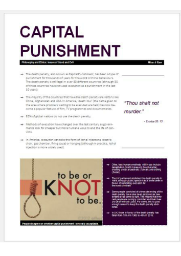Eduqas Good and Evil: Capital Punishment Exam Booklet | Teaching Resources