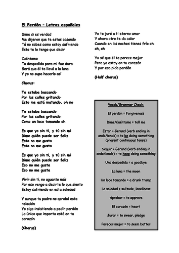 Spanish Song Lessons | Teaching Resources