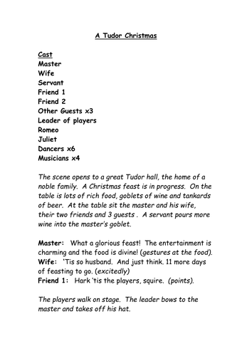 Tudor Christmas play script | Teaching Resources