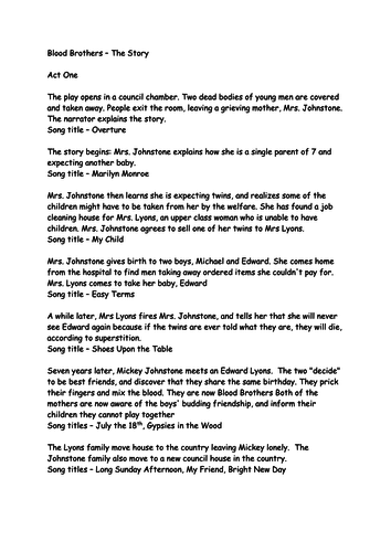 Blood Brothers - GCSE English Literature | Teaching Resources