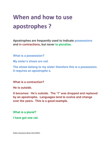 This is a presentation on apostrophes, how and when to use them ...