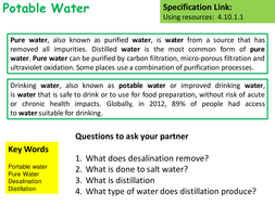KS4 GCSE Chemistry (Science) Sustainability & Water Treatment Revision ...