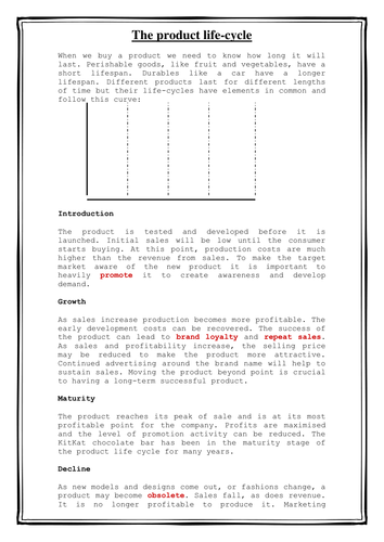 GCSE Business Marketing Product Life Cycle Whole Lesson Resource Bundle ...